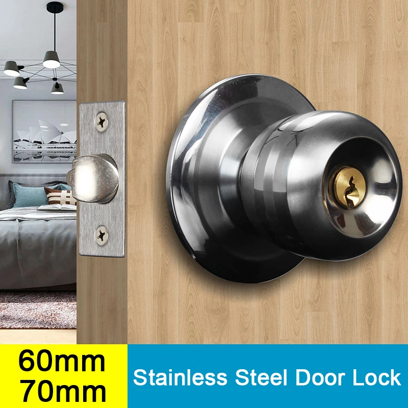 60-70mm-Spherical-Lock-Indoor-Bedroom-Door-Ball-Lock-Stainless-steel ...
