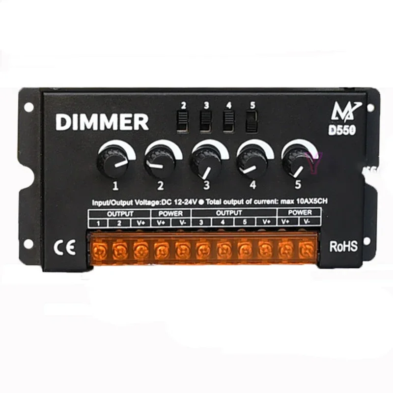 LED-Dimmer-knob-dimming-Switch-12V-24V-5-channels-Controller-D550 ...