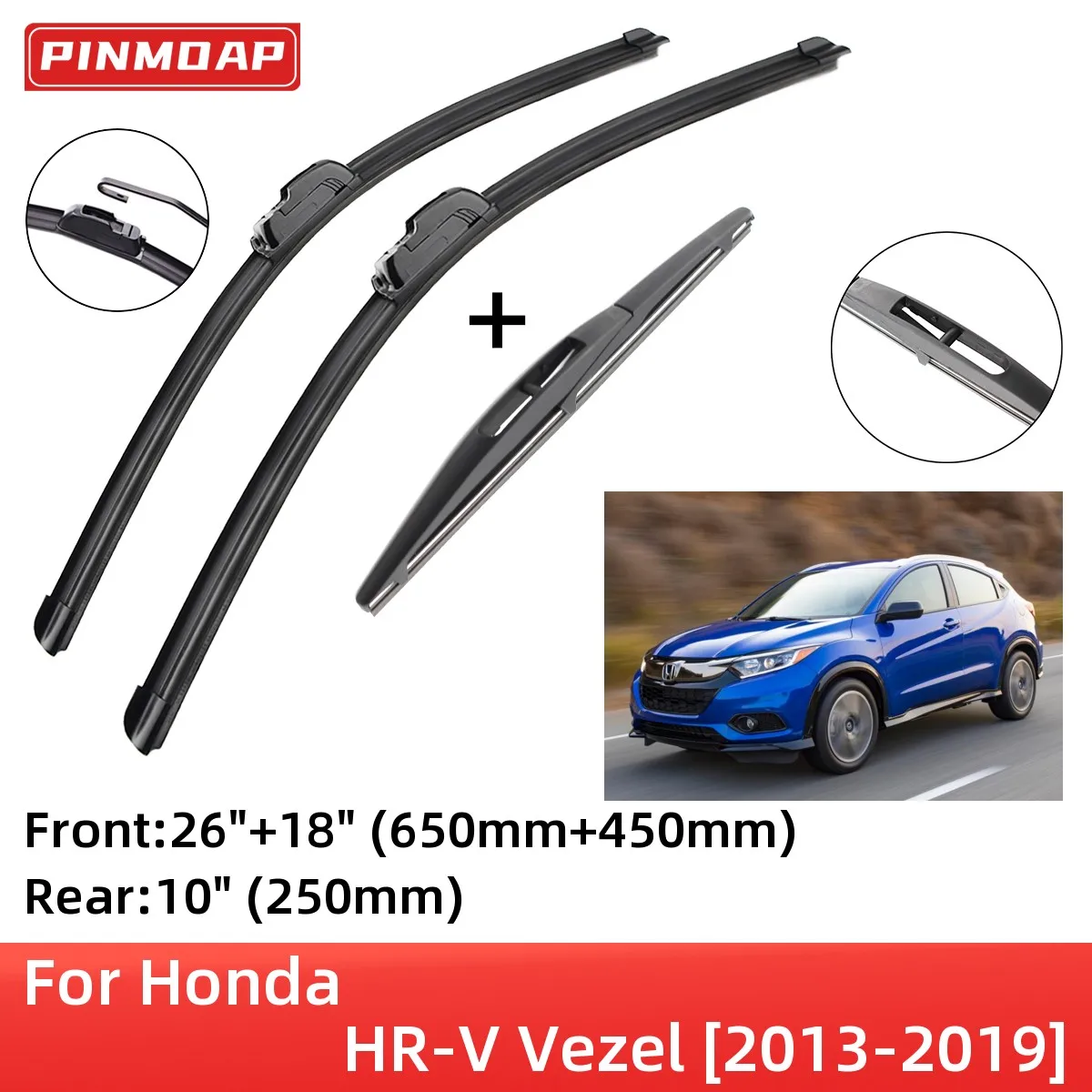 For-Honda-HR-V-Vezel-2013-2019-Front-Rear-Wiper-Blades-Brushes-Cutter ...