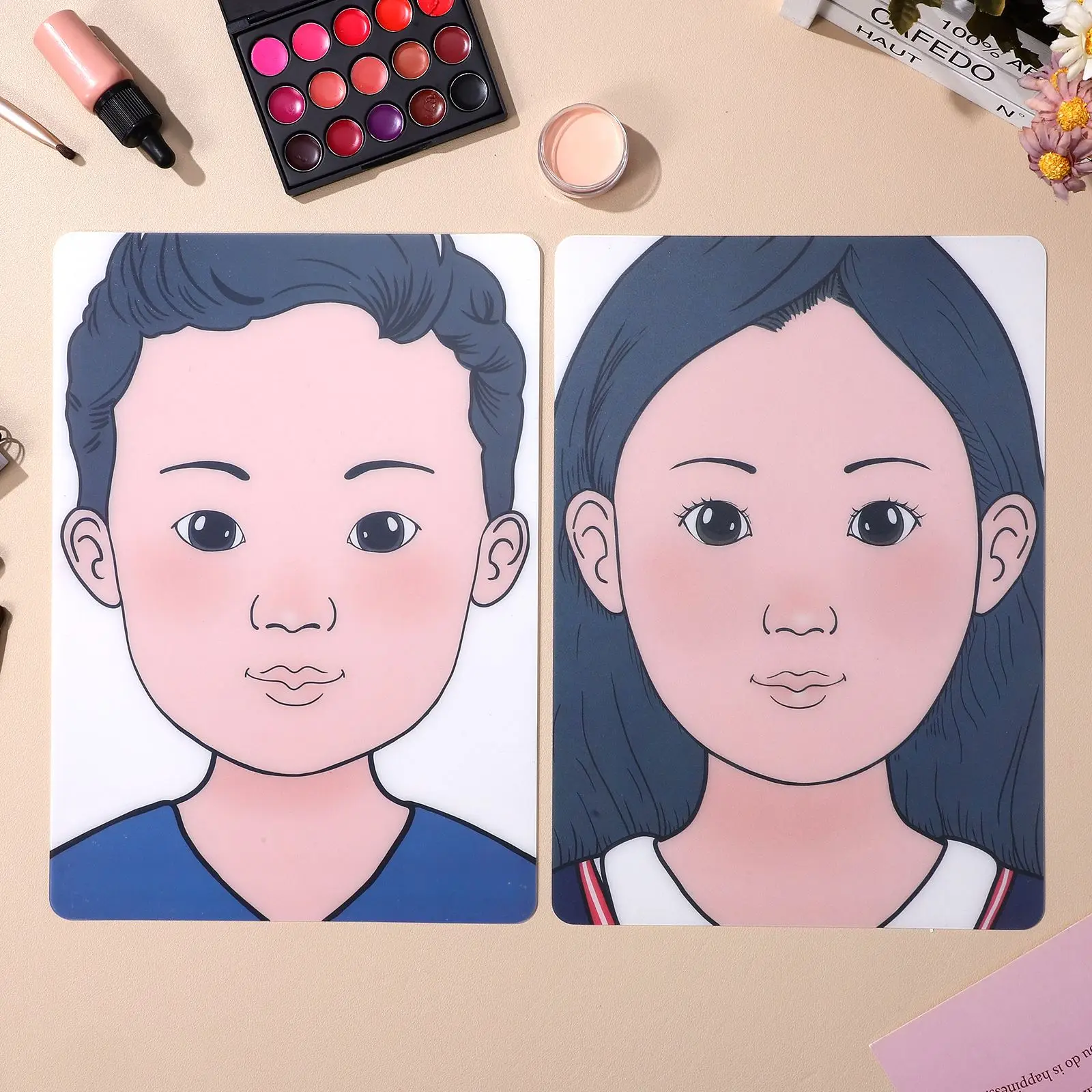 2Pcs-Plastic-Practice-Face-Training-Makeup-Template-Model-Painting ...