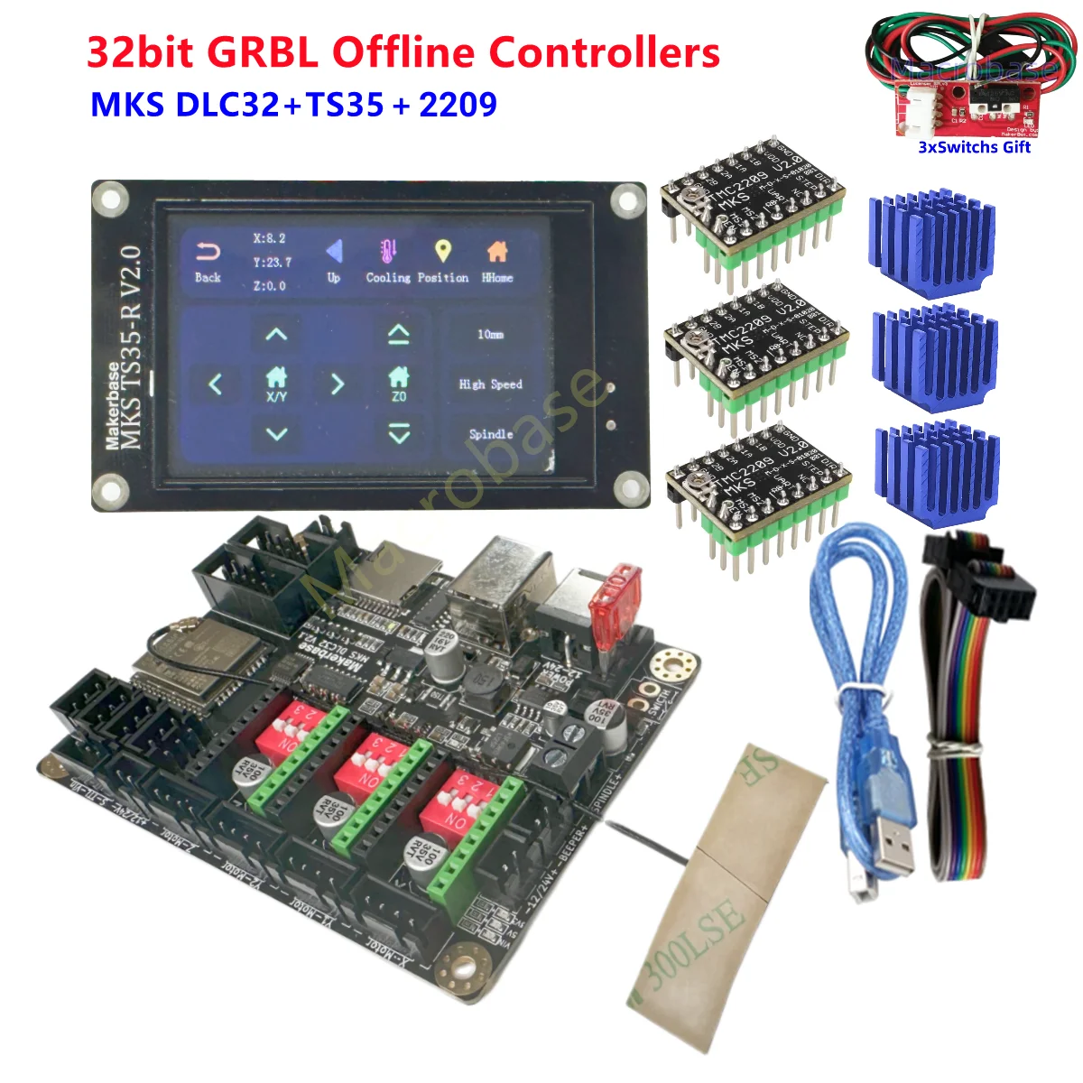 GRBL shield laser control card MKS DLC32 V2.1 TS35 lcd CNC upgrade controller for mini printer ...