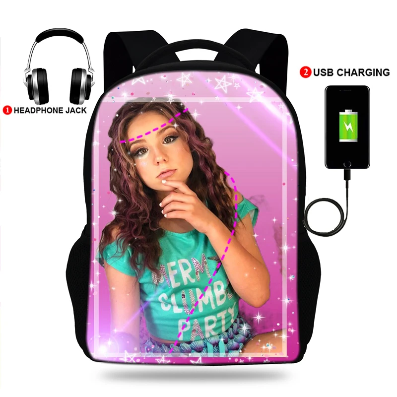 Usb Charger School Bags For Teenage Girls Piper Rockelle Print Backpack ...