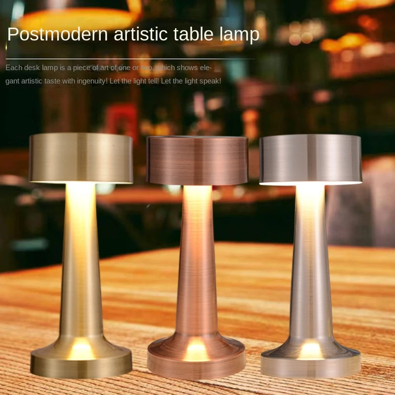Retro Bar Table Lamp LED tabl light Touch Rechargeable Wireless dining ...