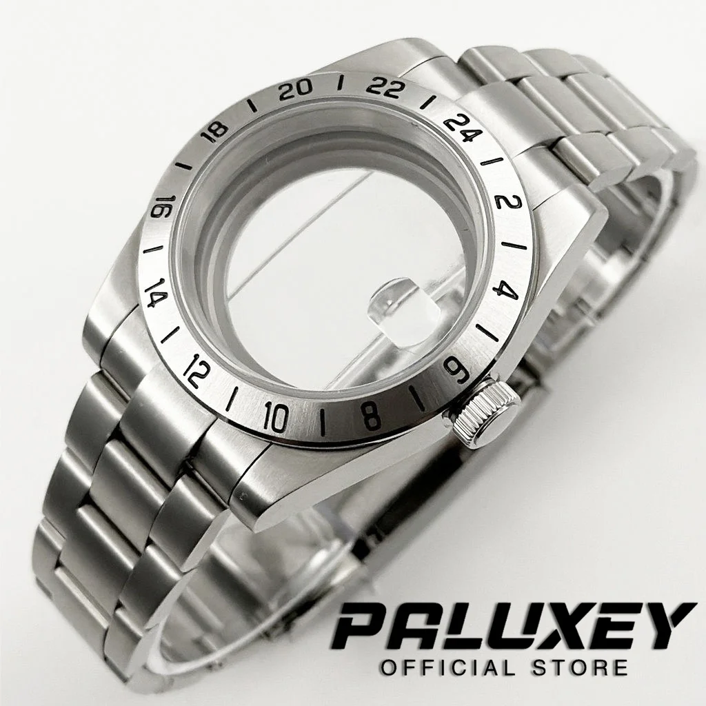 39mm EXP 24 Hour GMT Steel Bezel Watch Case for NH34 NH35 NH36 NH38 ...
