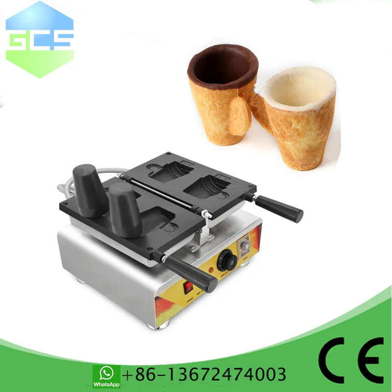 Electric-110-220V-Edible-Coffee-Cup-Waffle-Maker-Machine-Non-stick ...