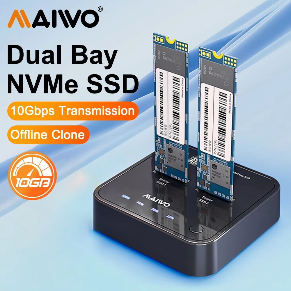 MAIWO-NVMe-PCIE-SSD-Dual-Bay-NVMe-SSD-Gabinete-Dock-Station-Clone-Drive ...