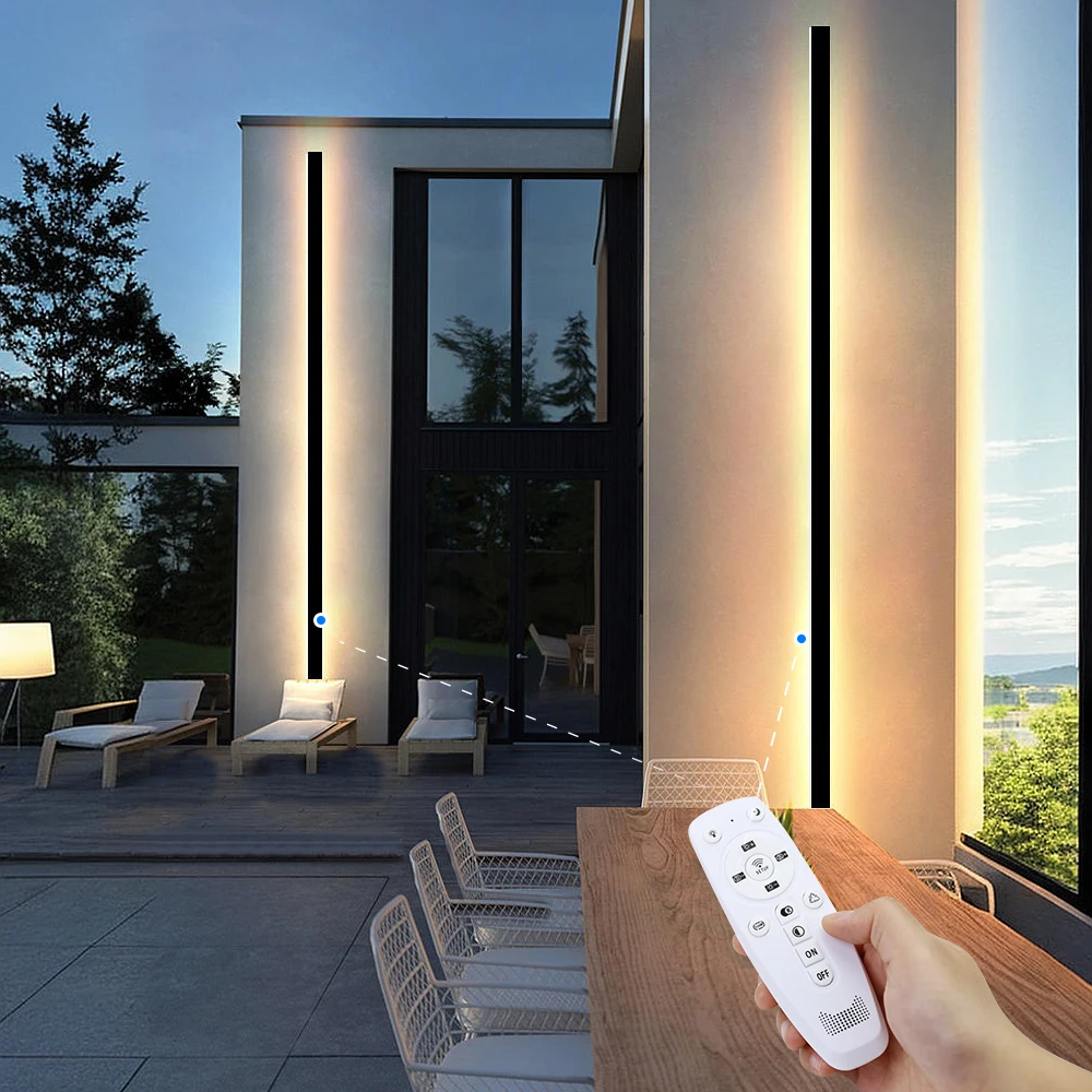 Dimming-Remote-control-LED-Waterproof-IP65-outdoor-Long-wall-lamp-villa ...