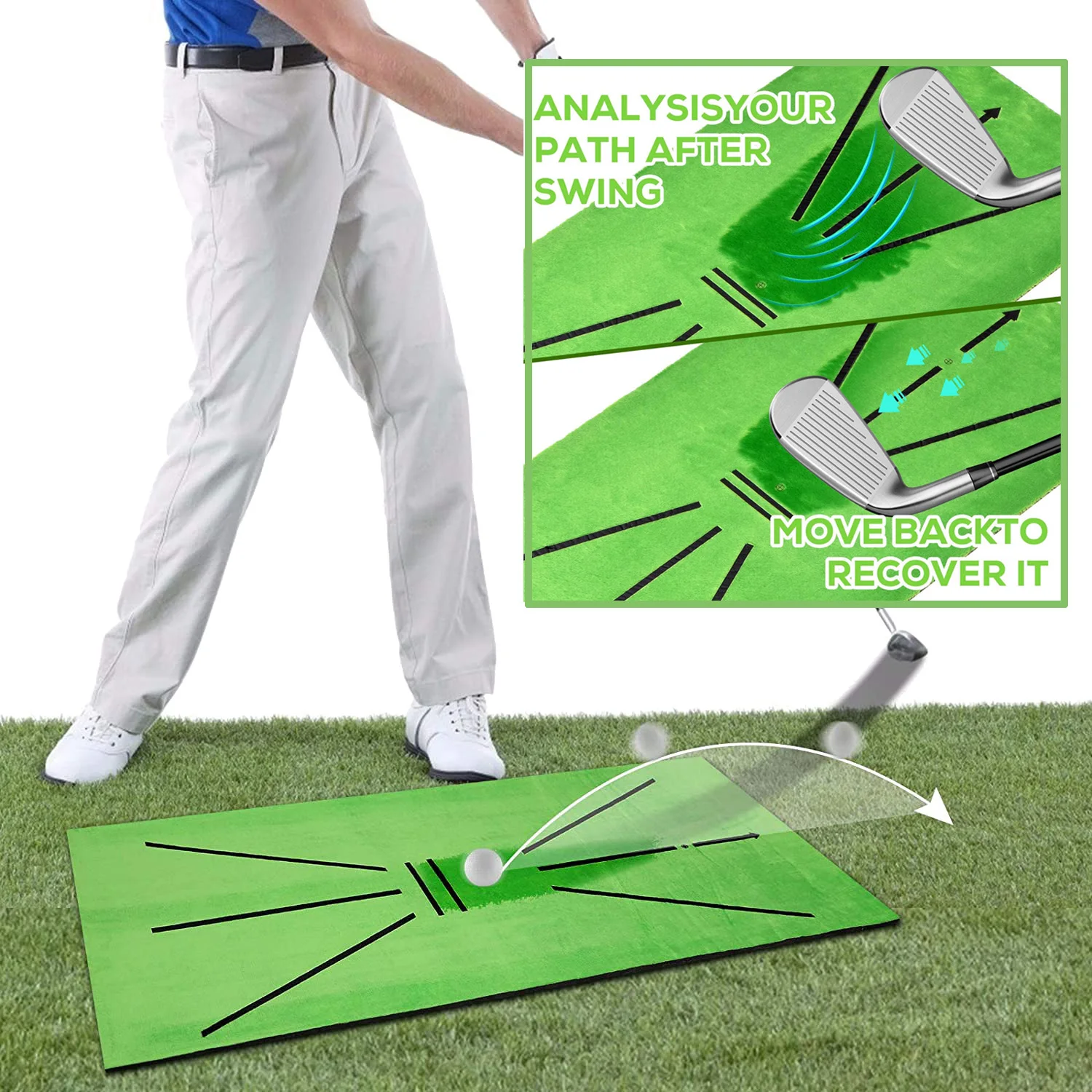 Golf-Training-Mat-Swing-Track-Practice-Marking-Pad-Detection-Batting ...