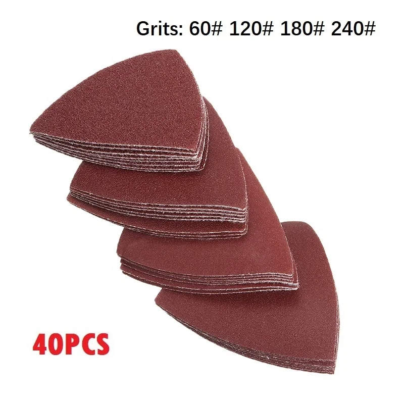 40pcs Hook And Loop Triangular Sanding Disc 60/120/180/240 Grit ...