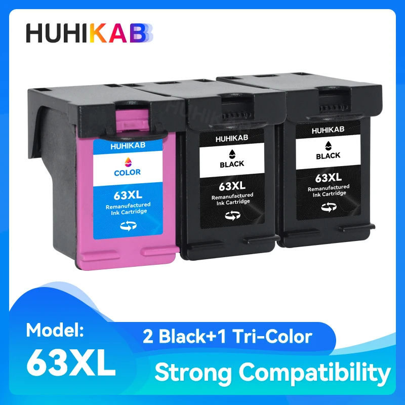 HUHIKAB 63XL Ink Cartridge Compatible For HP 63 XL Ink Cartridges ...