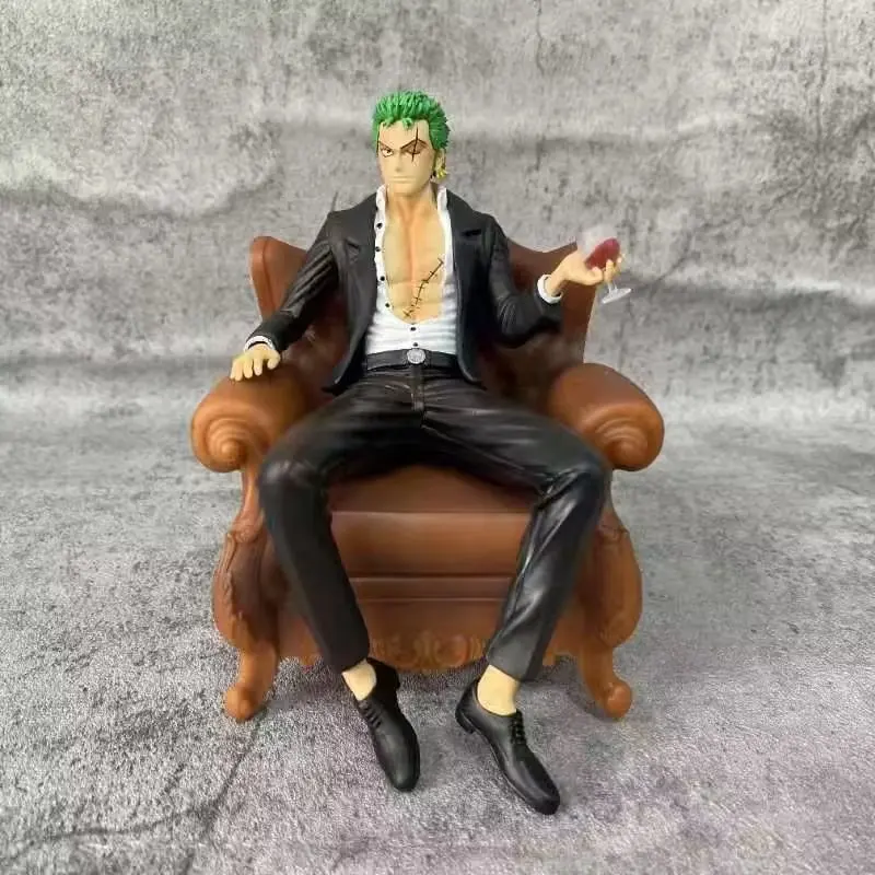 One Piece Anime Figure Suit Thug Sofa Roronoa Zoro Sitting Model 14cm ...