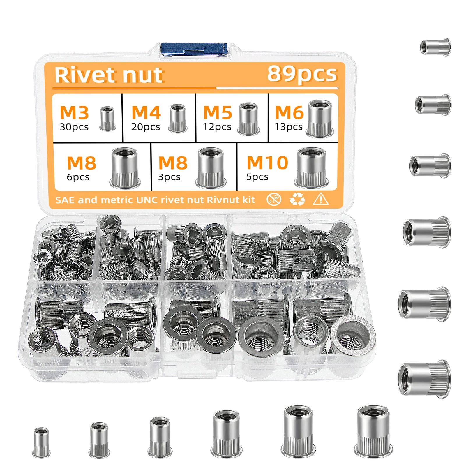 Kit-de-Tuercas-de-remache-de-89-piezas-M3-M4-M5-M6-M8-M10-acero ...
