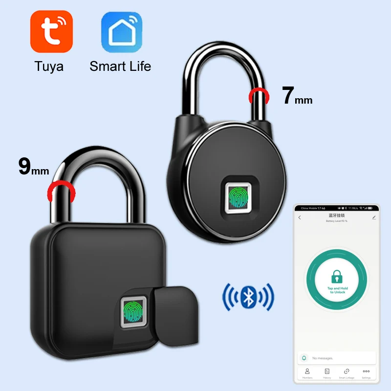 Tuya-Smart-Home-Fingerprint-Lock-Bluetooth-Fingerprint-Padlock-Door-Lock-IP65-Waterproof-Keyless ...