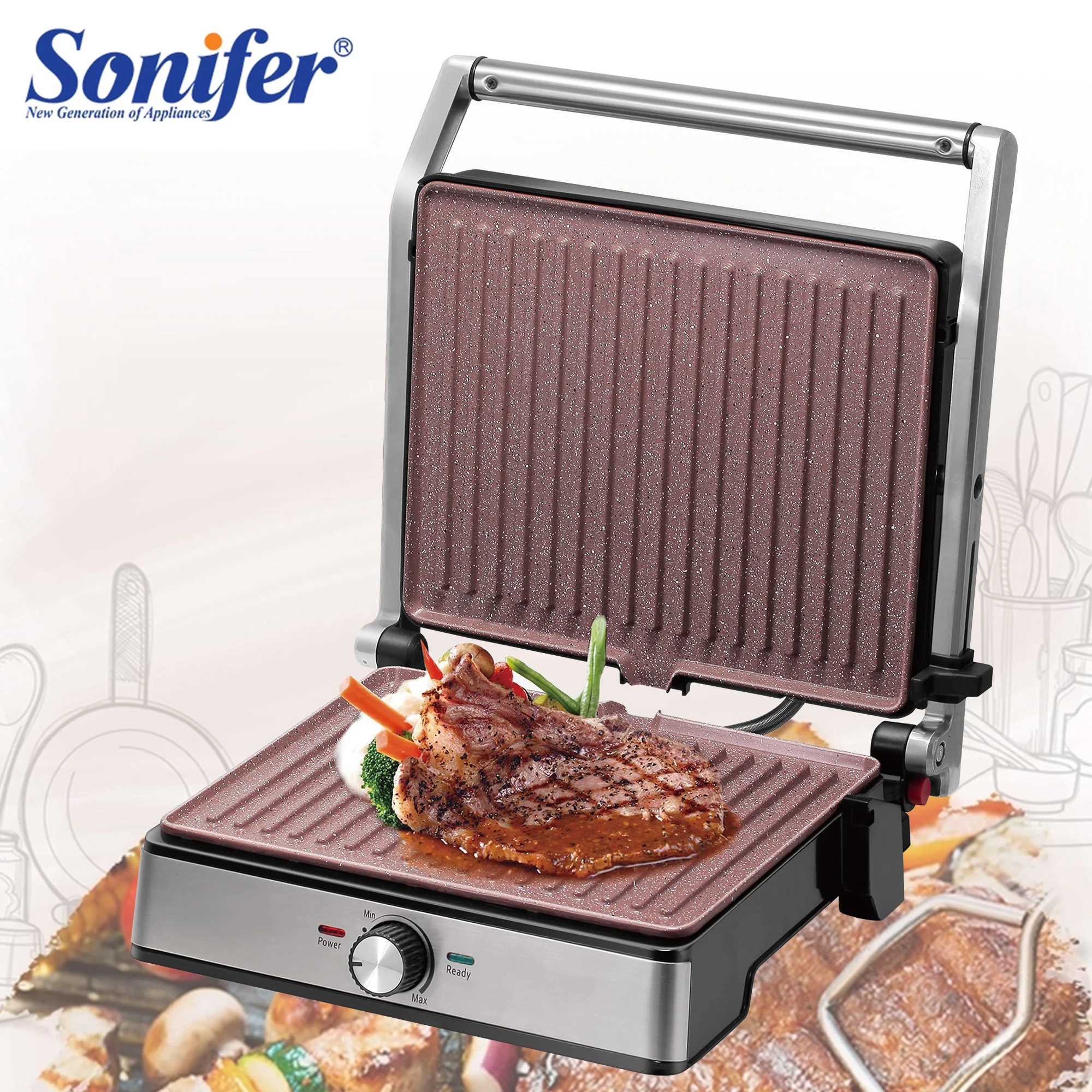 BBQ-Electric-Contact-Grill-Griddle-And-Panini-Press-Kitchen-Barbecue ...