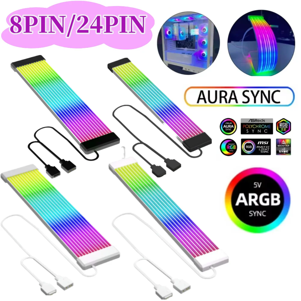 5V 3Pin ARGB Sync Board 8/24PIN Motherboard Power Extension Cable ...