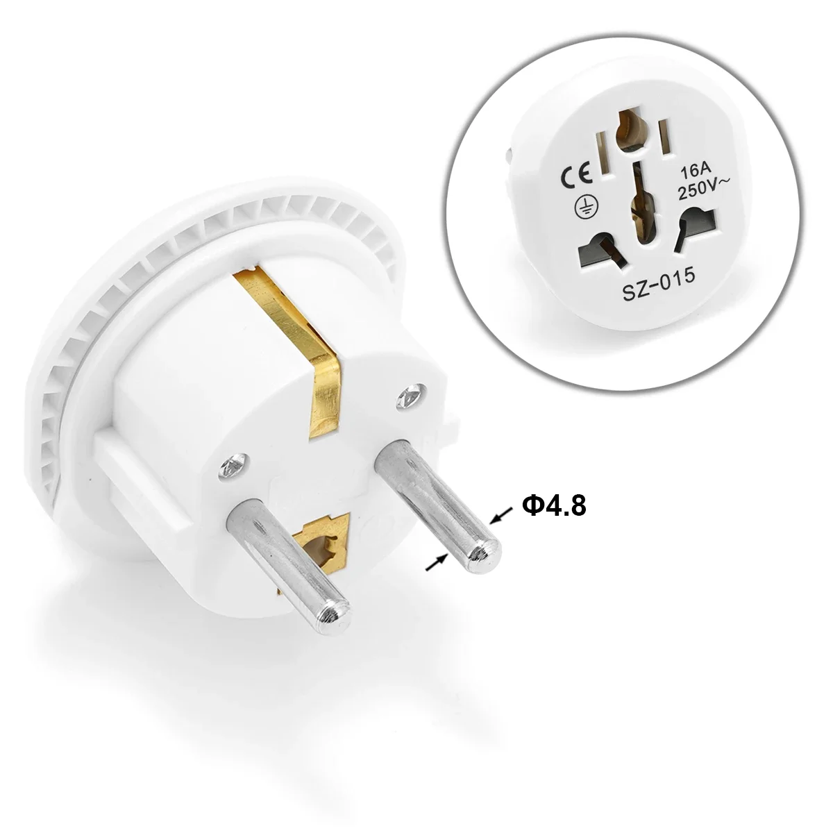 USA US To EU Plug Adapter European Plug 250V 16A Electrical Sockets ...