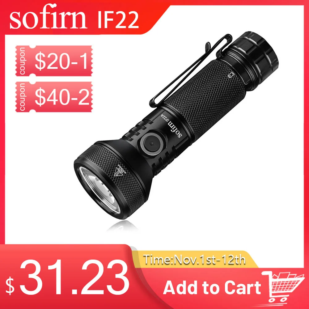 Sofirn IF22 IF22A TIR 광학 2100lm LED 손전등, 충전식 21700 USB C 강력한 EDC 라이트 토치 물고기용 야외 랜턴|LED 손전등 ...