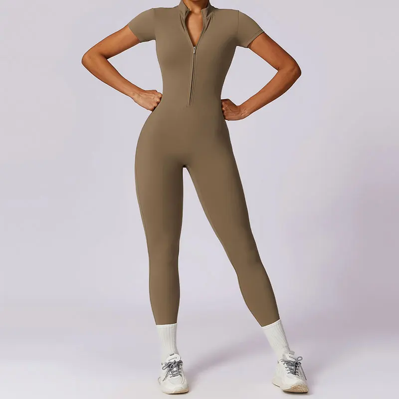 Tuta-da-Yoga-monopezzo-con-cerniera-a-maniche-corte-estiva-Set-da ...