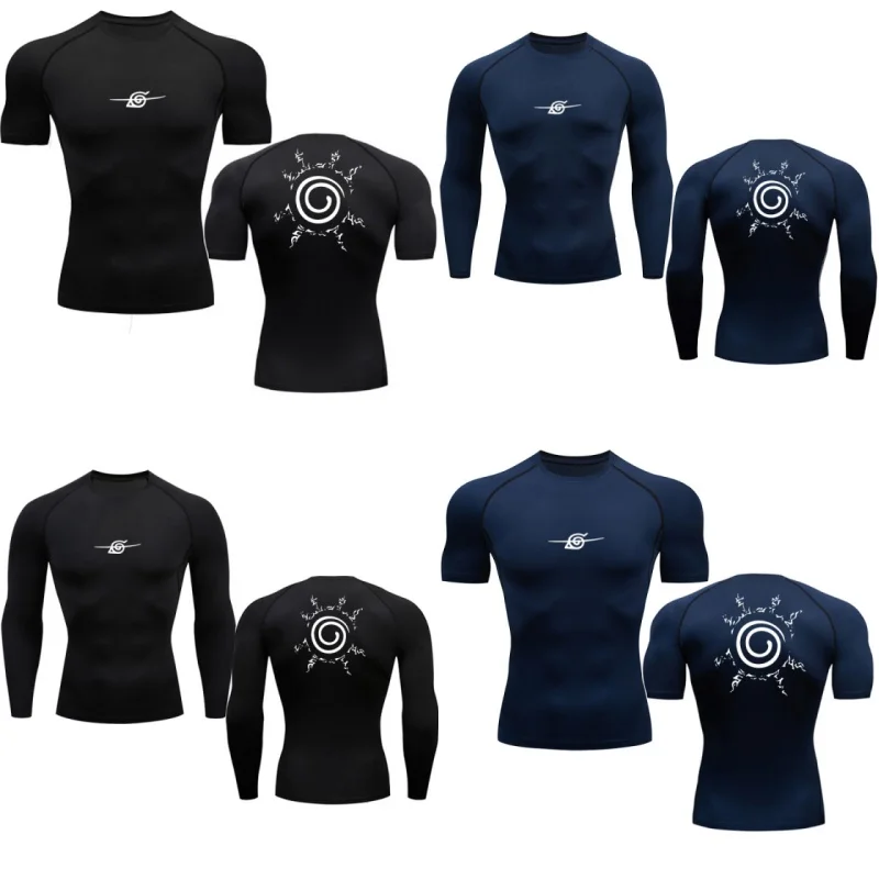 Naruto Men's Quick Drying Short Sleeve Compression New Printing Workout ...