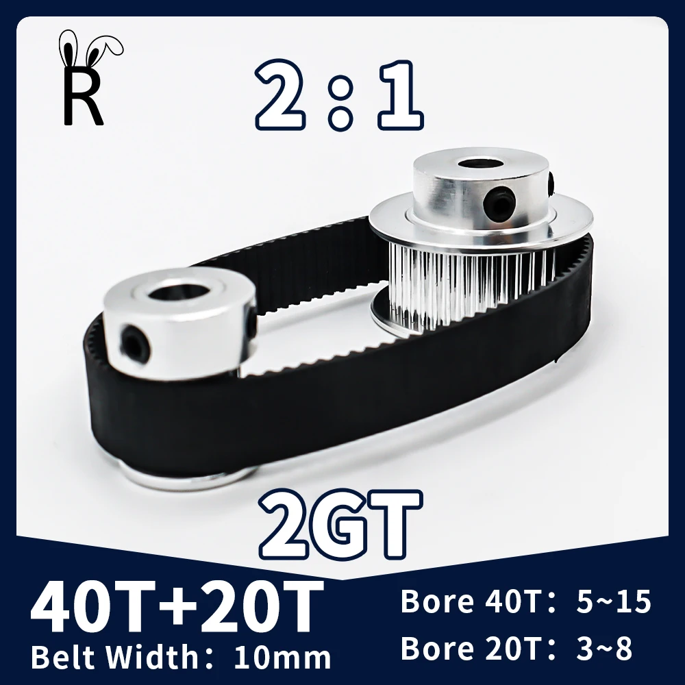 2GT-Timing-Belt-Pulley-Set-40T-20Teeth-Tensioning-Wheel-Bore3-14mm-Belt ...