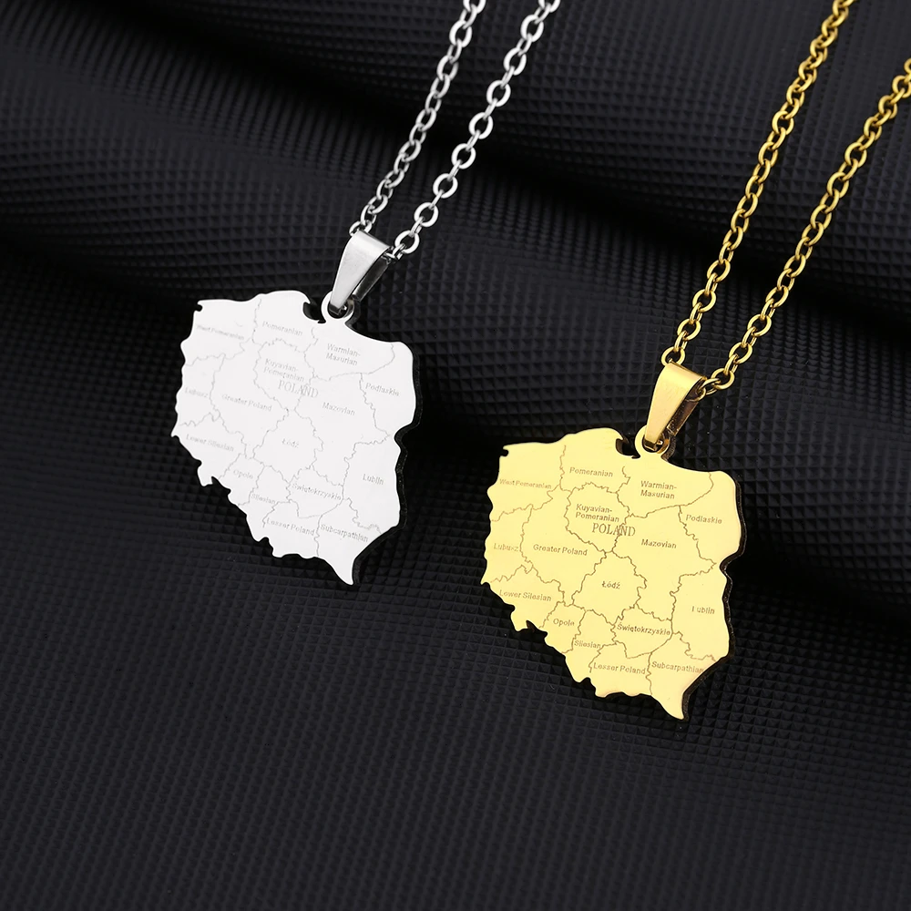 Fashion Poland Map With City Name Pendant Necklace For Women Men ...