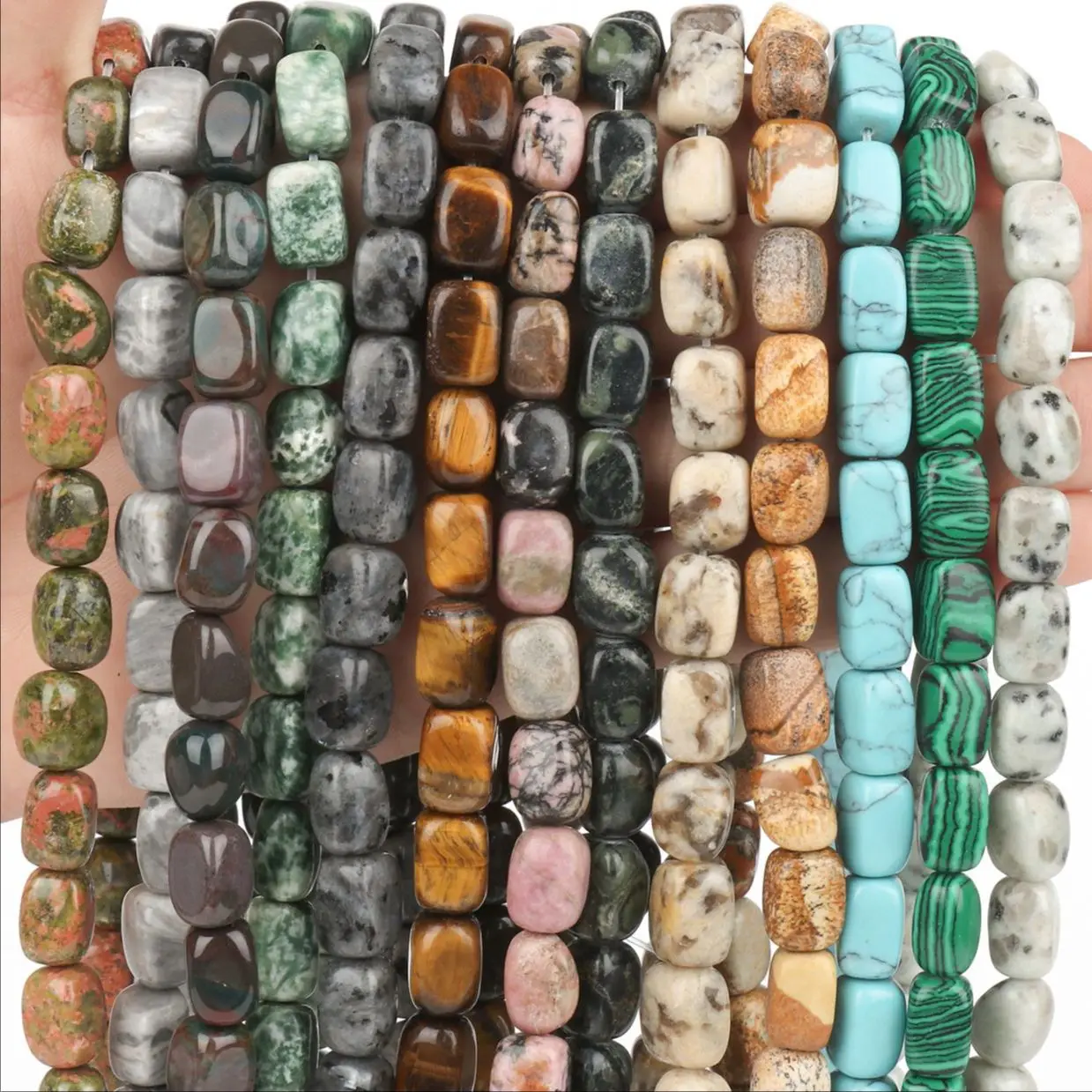 8x12mm-Natural-Stone-Square-Malachite-Agates-Tiger-s-Eye-Amazonium-Cube ...