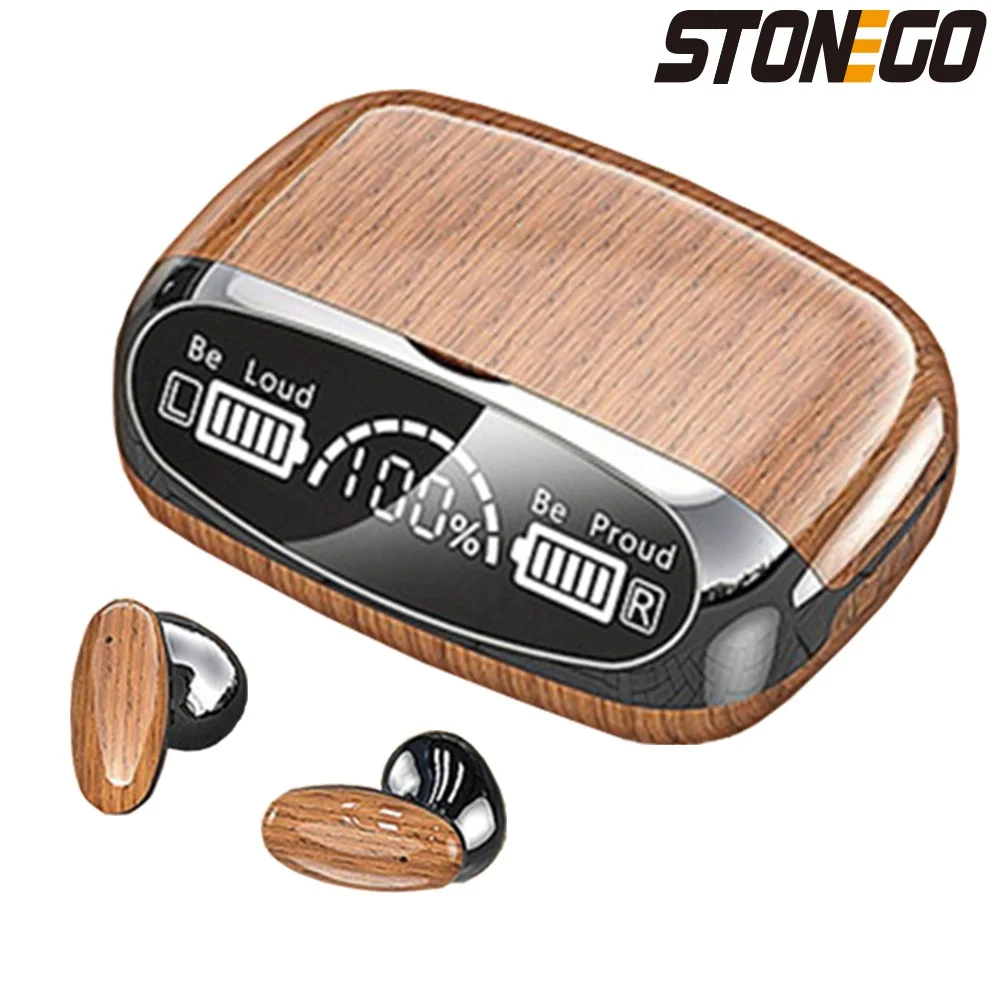 STONEGO-TWS-Wireless-Bluetooth-5-2-Wood-Grain-Sport-Headphones-HD ...