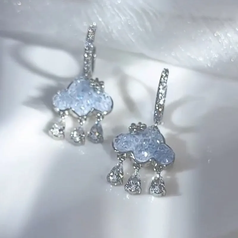 Korean-Cute-Cloud-Earrings-Blue-Crystal-Rain-Cloud-Drop-Earring-Aesthetic-Kawaii-Zircon-Hoop ...