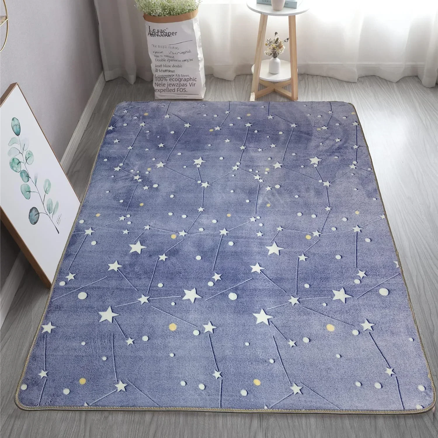 Large Area Rug Carpet Glowing in The Dark Stars for Children Room Decor ...