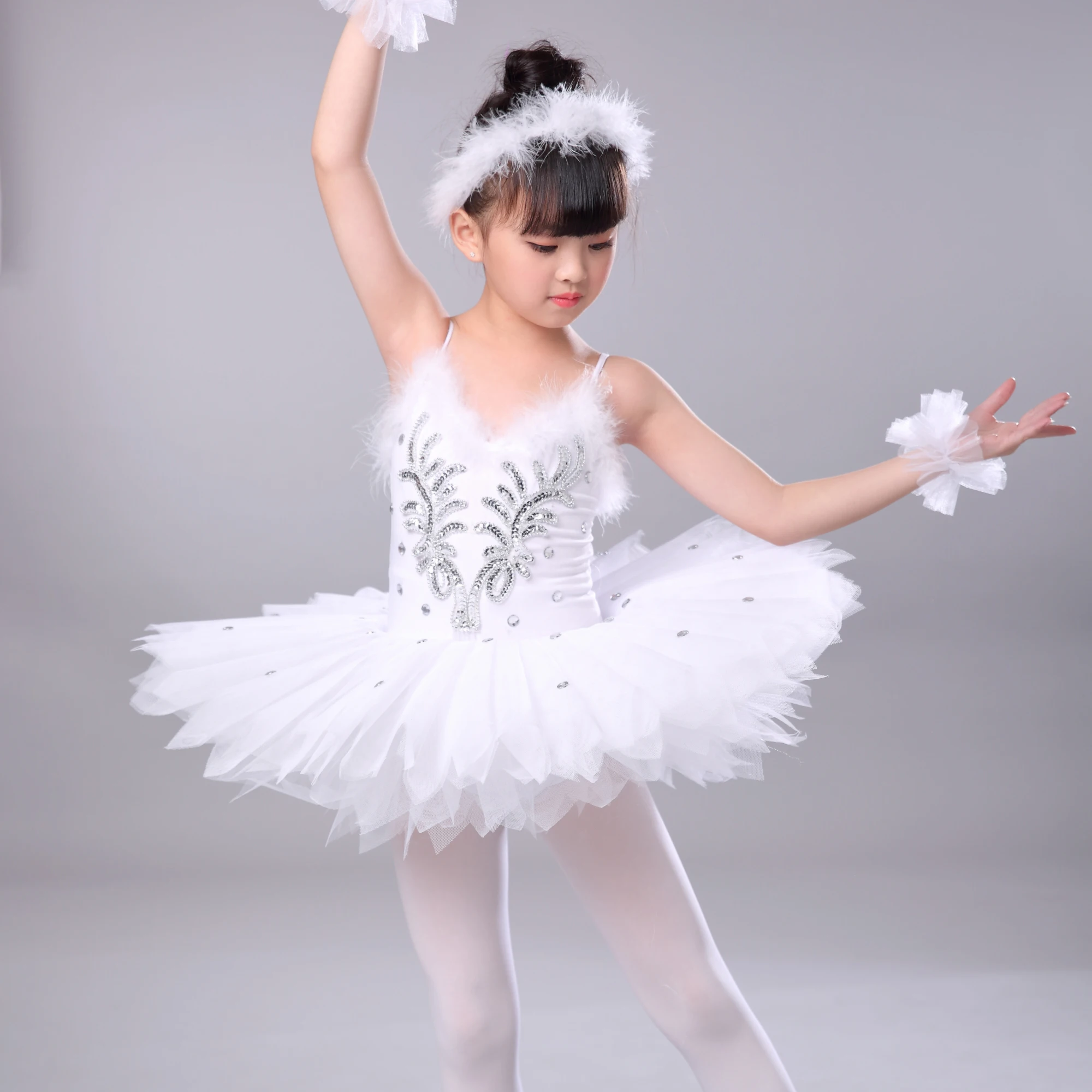 Tut-profesional-de-Ballet-para-ni-as-vestido-blanco-con-plumas ...