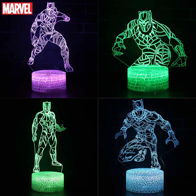 Marvel-Avengers-Anime-3D-LED-Nightlights-Black-Panther-Lamp-Colorful ...