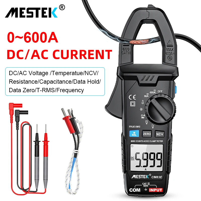 Mestek Digital Clamp Meter AC DC Current Clamp 600A Multimeter ...