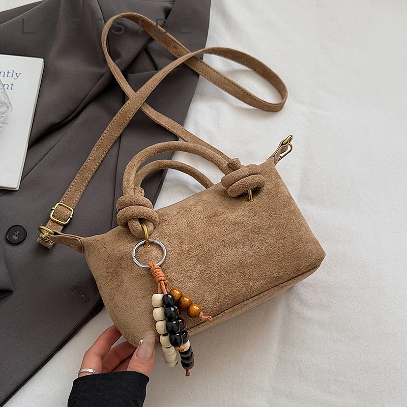 LEFTSIDE Women Small Suede Crossbody Bag 2025 Winter New Retro Short ...