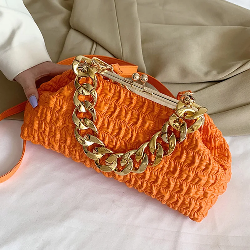 Luxury-Brand-Women-Purple-Orange-Messenger-Bags-Shell-Clip-Thick-Chain ...
