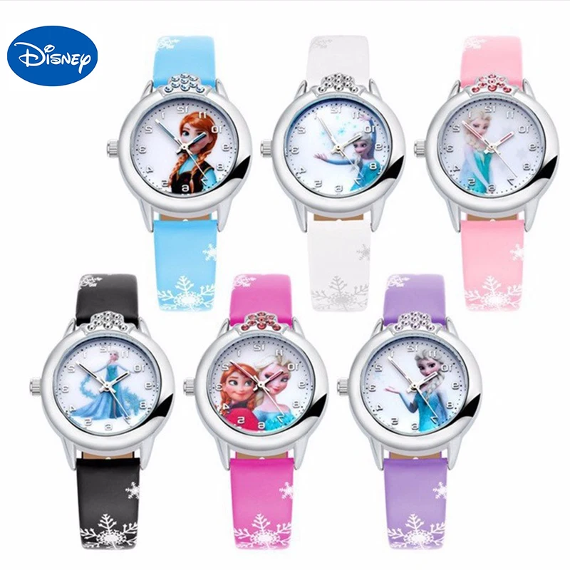 Disney Elsa Watch Girls Elsa Princess Kids Watches Leather Strap Cute ...