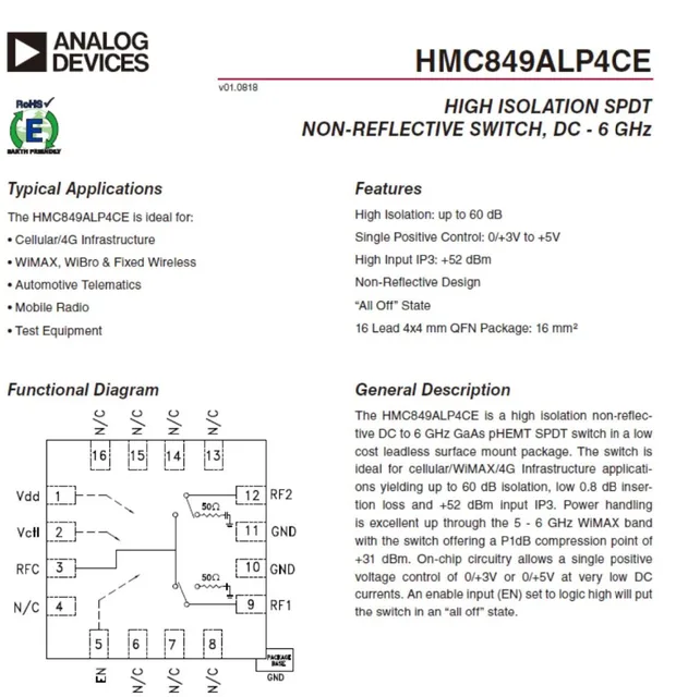 SMA Interface Schakelaar RiToEasysports 3-5V RF Switch Module Hoge ...