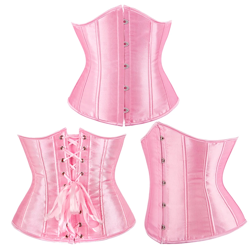 Underbust-Corset-Satin-White-Black-Red-Blue-Pink-Apricot-Purple-Brown ...