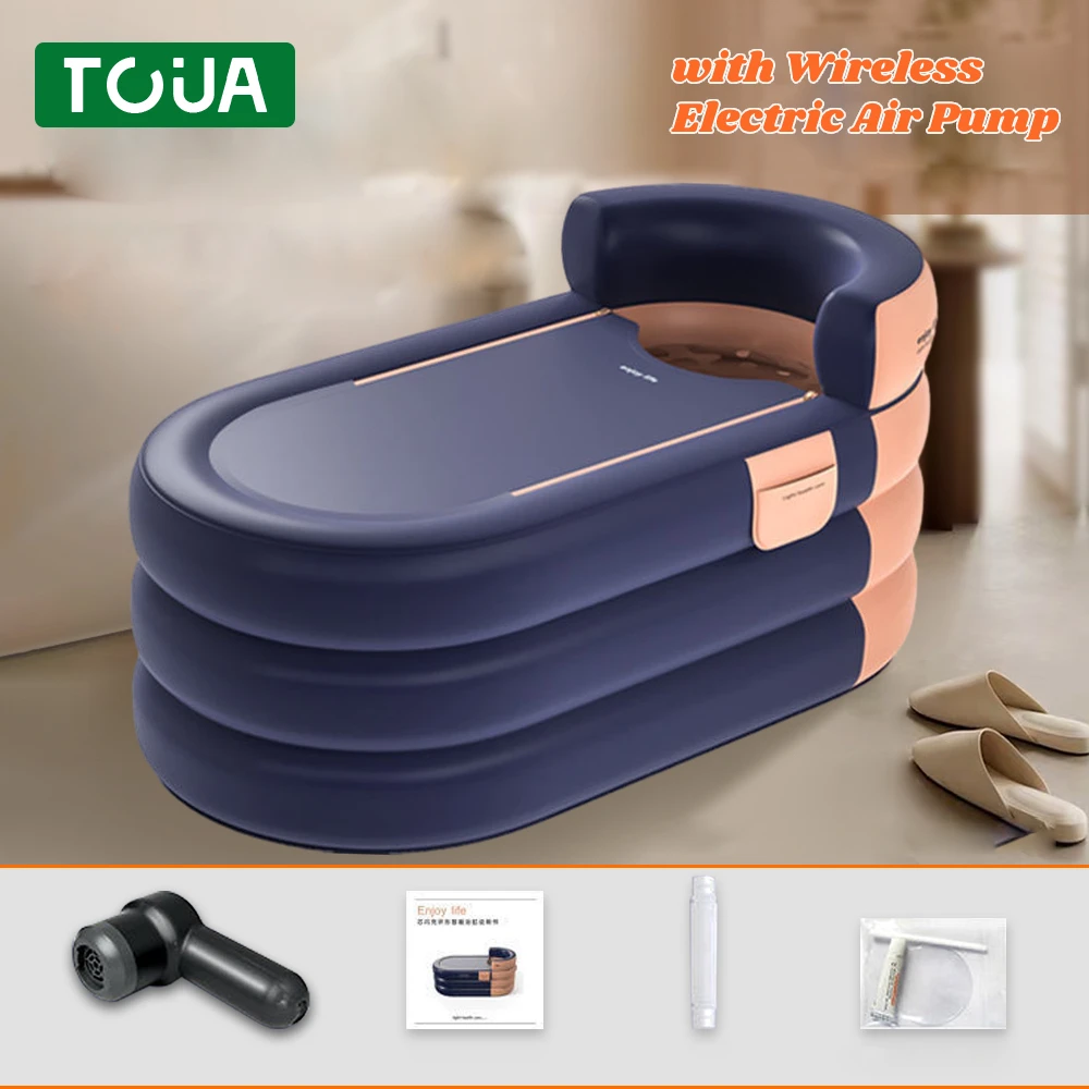 Banheira portátil inflável grande, bomba de ar elétrica sem fio, balde dobrado, banheira para ...