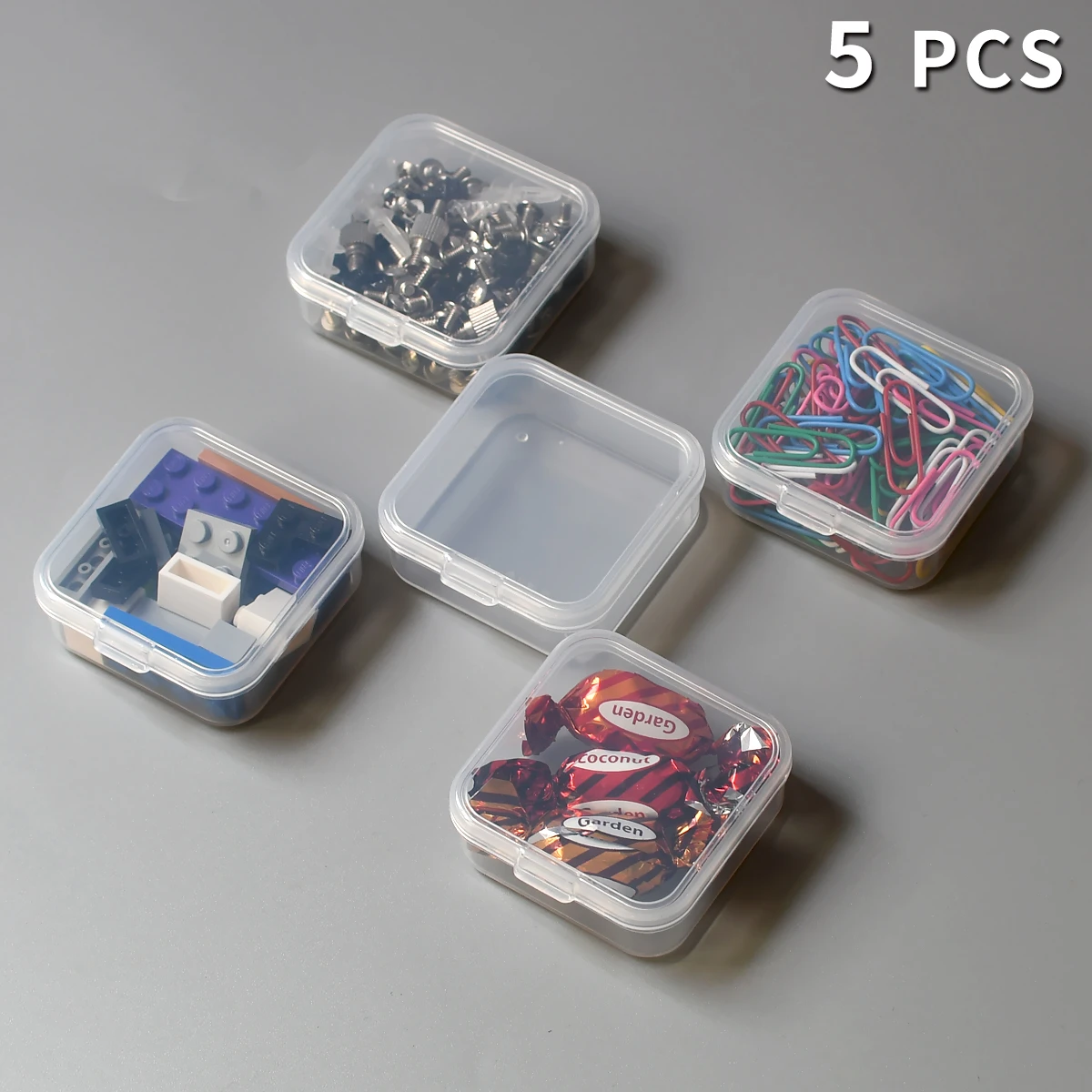 Small Storage Box Square Transparent Mini Case Clear Plastic Jewelry ...