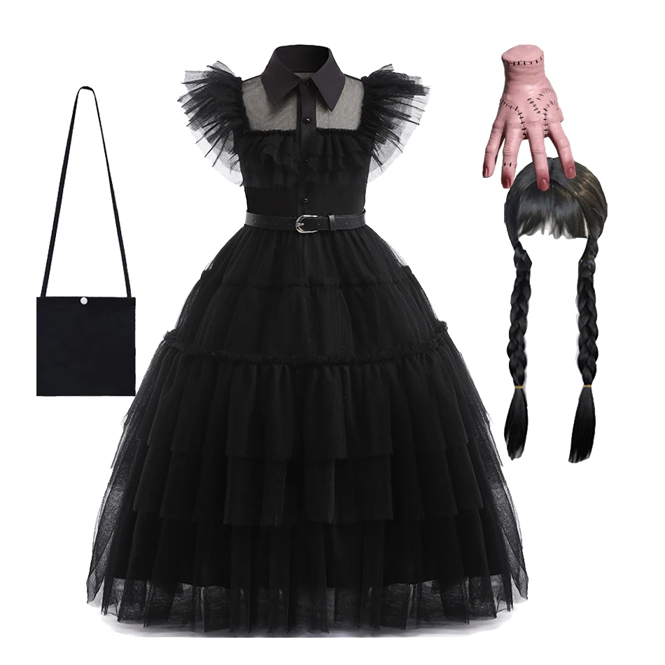 2023-New-Dress-for-Girls-Gothic-Costume-Kid-Teen-Wednesdays-Addams ...