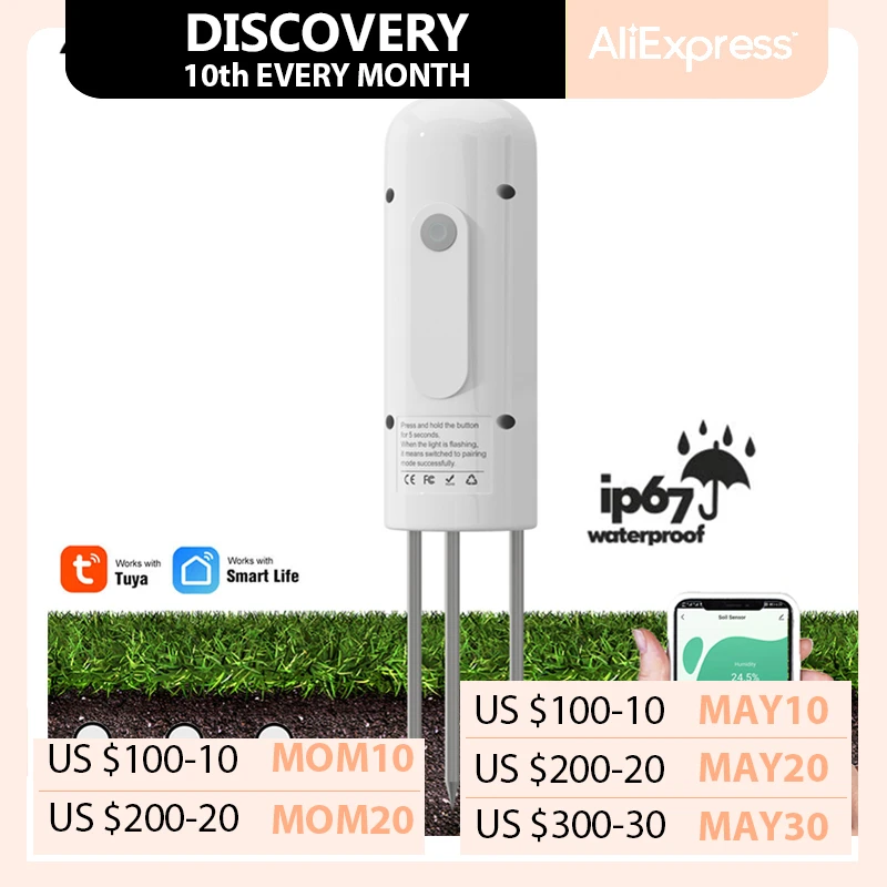 ZIGBEE Plant Monitor Outdoor Soil Temperature Meter Moisture Humidity ...