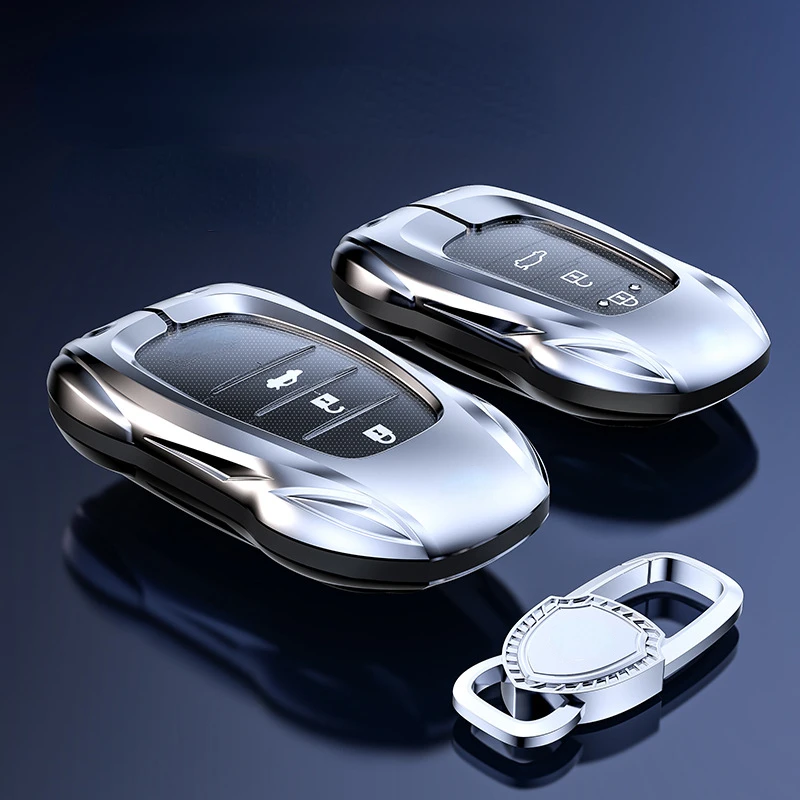 Zinc-Alloy-Silver-Car-Key-Protection-Shell-Smart-Remote-Key-Cover-Acess ...