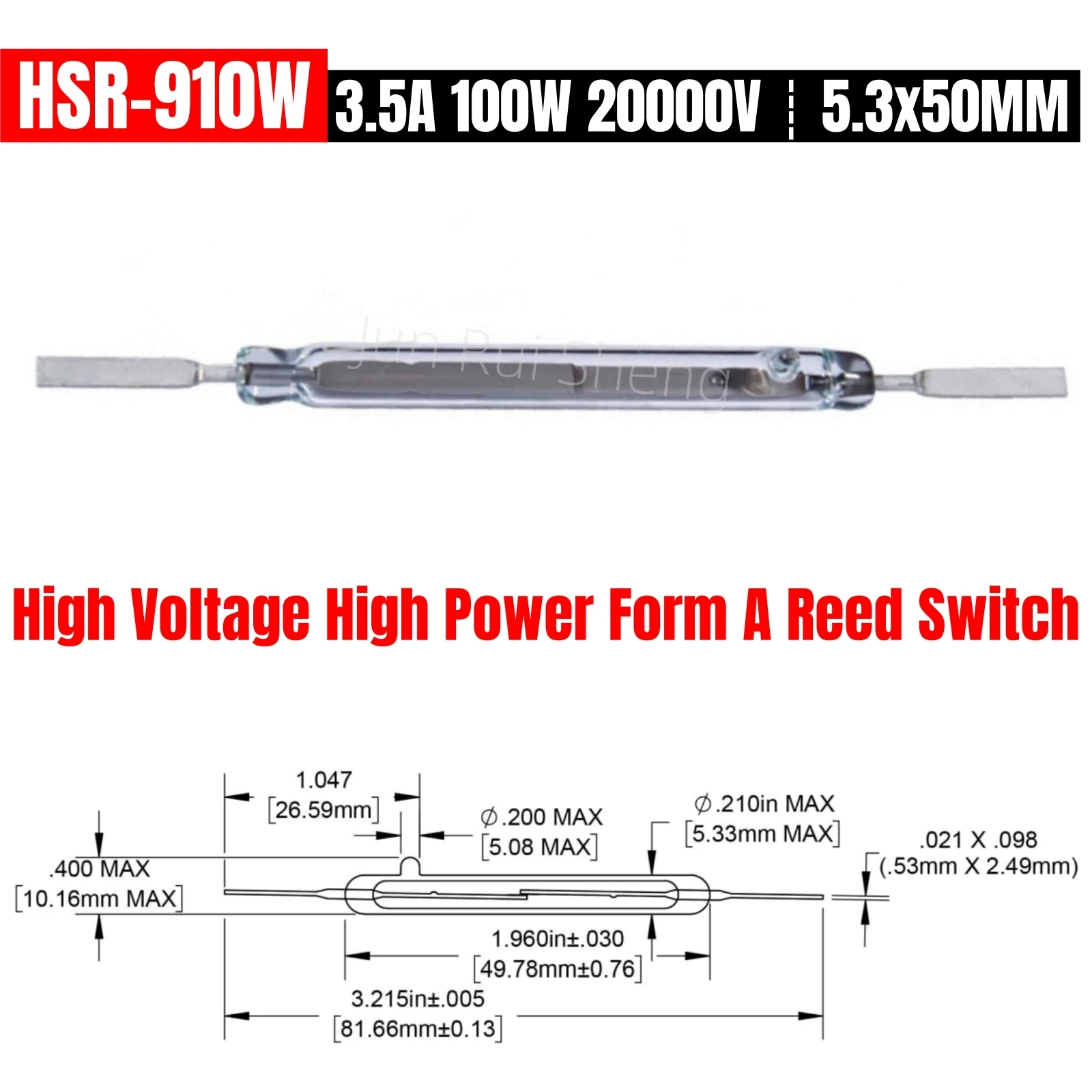 Original HSR-910W High Voltage High Power Reed Switch HSR-910WT 50MM 3 ...