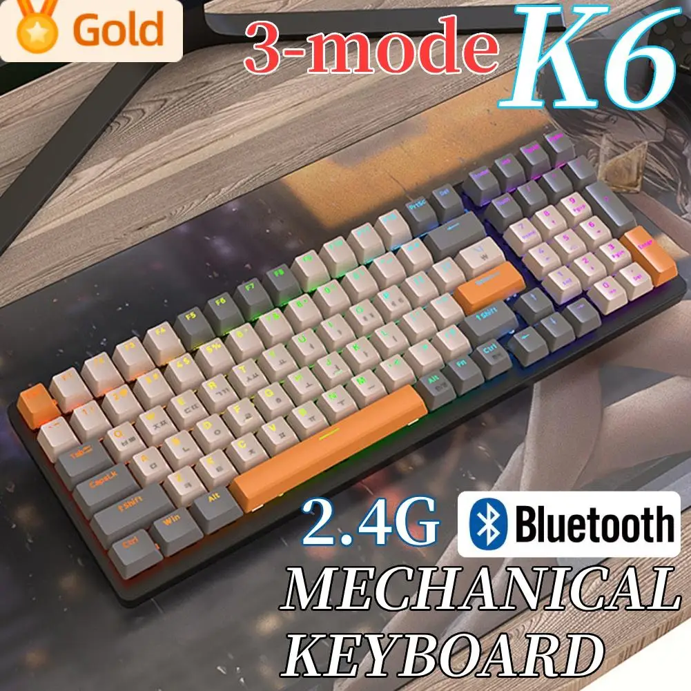 K6 Wireless Mechanical Keyboard 100 Keys Hot-Swap Keyboard Bluetooth 5. ...