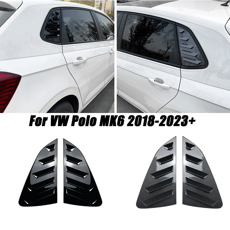 For-VW-Polo-MK6-2018-2023-2Pcs-Gloss-Black-Side-Vent-Rear-Window-Shades ...