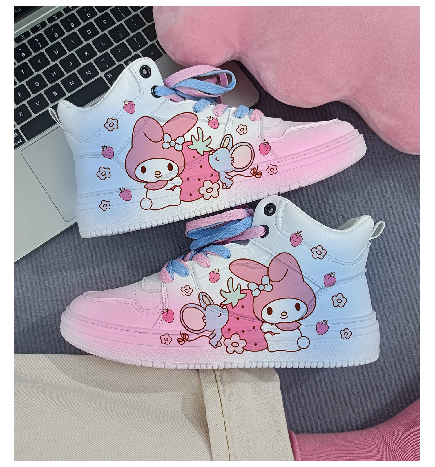 Cartoon My Melody Kawaii Skateboarding Shoes - KawaiiMerch.com