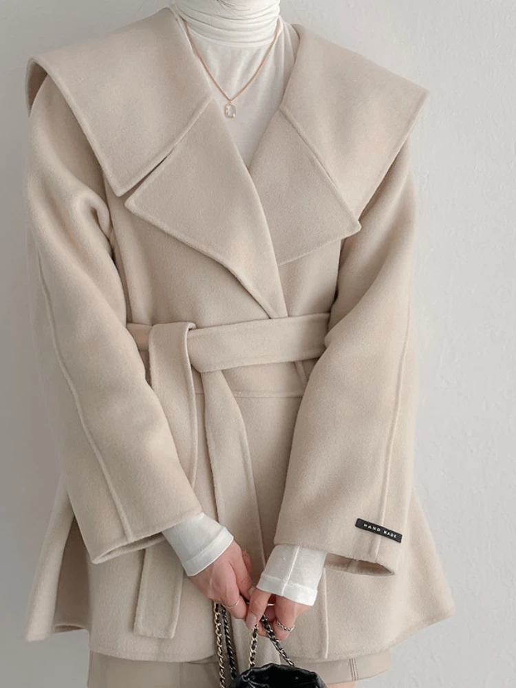 Korea Ins Retro Loose Streetwear Coat Chic Design Lapel Collar Mid ...