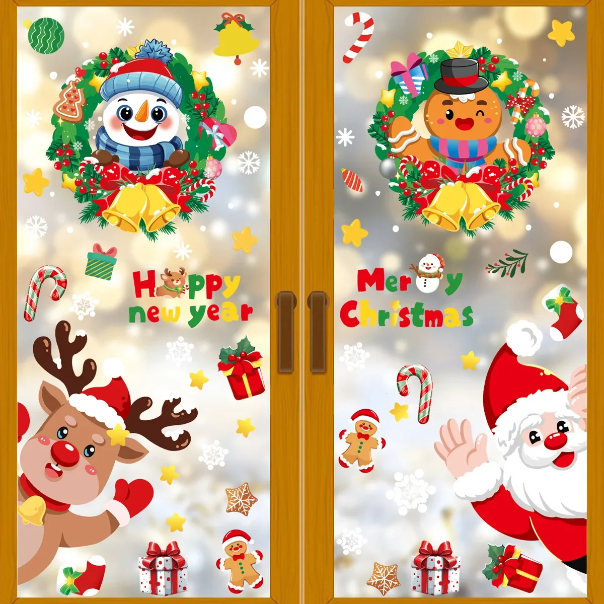 Santa-Claus-Snowman-Reindeer-Snowflake-Glass-Stickers-Merry-Christmas ...