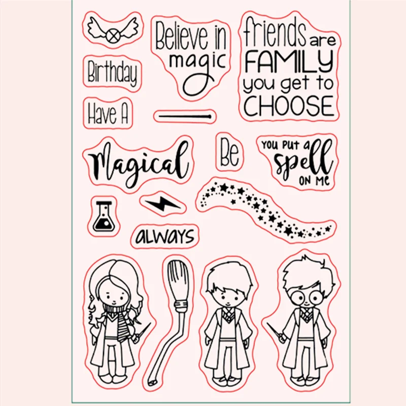 Broom Magic Boy Clear Stamp Transparent Silicone Stamp Seal Sheet For ...