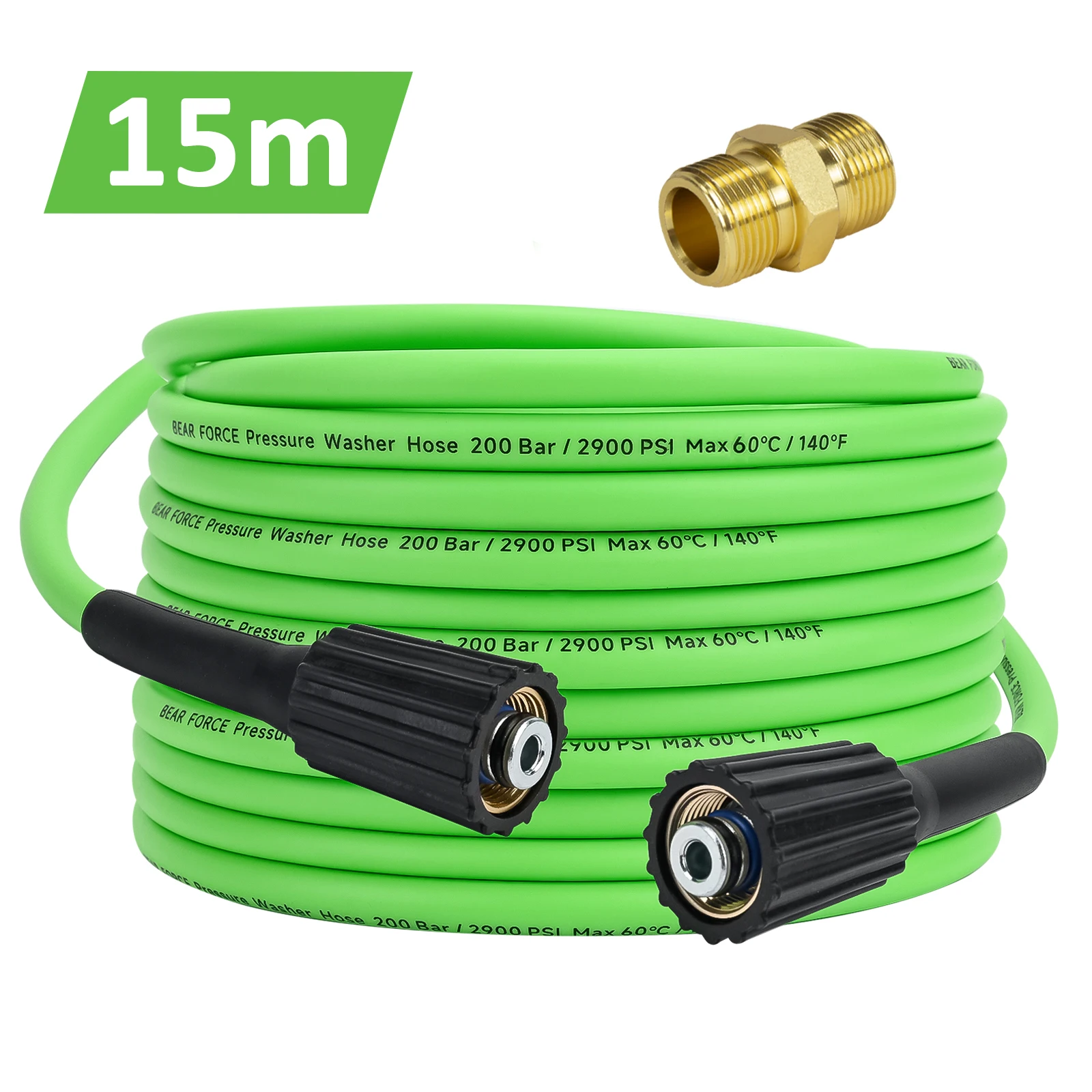 15m/50ft Super Flexible Pressure Washer Hose 2900 PSI Kink Resistant ...